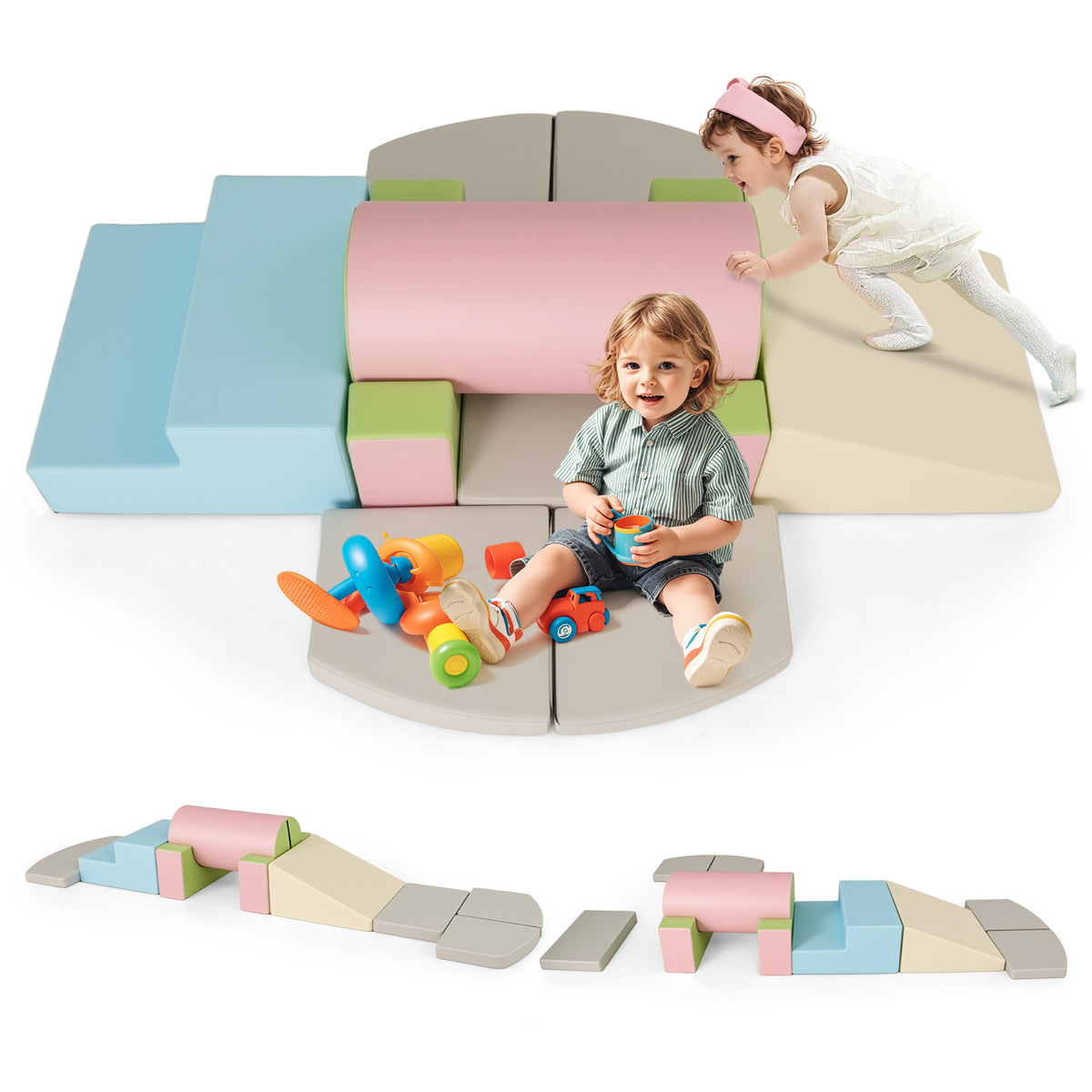 10-Piece Foam Climbing Toys for Toddlers, Soft Foam PU Leather Buildin ...