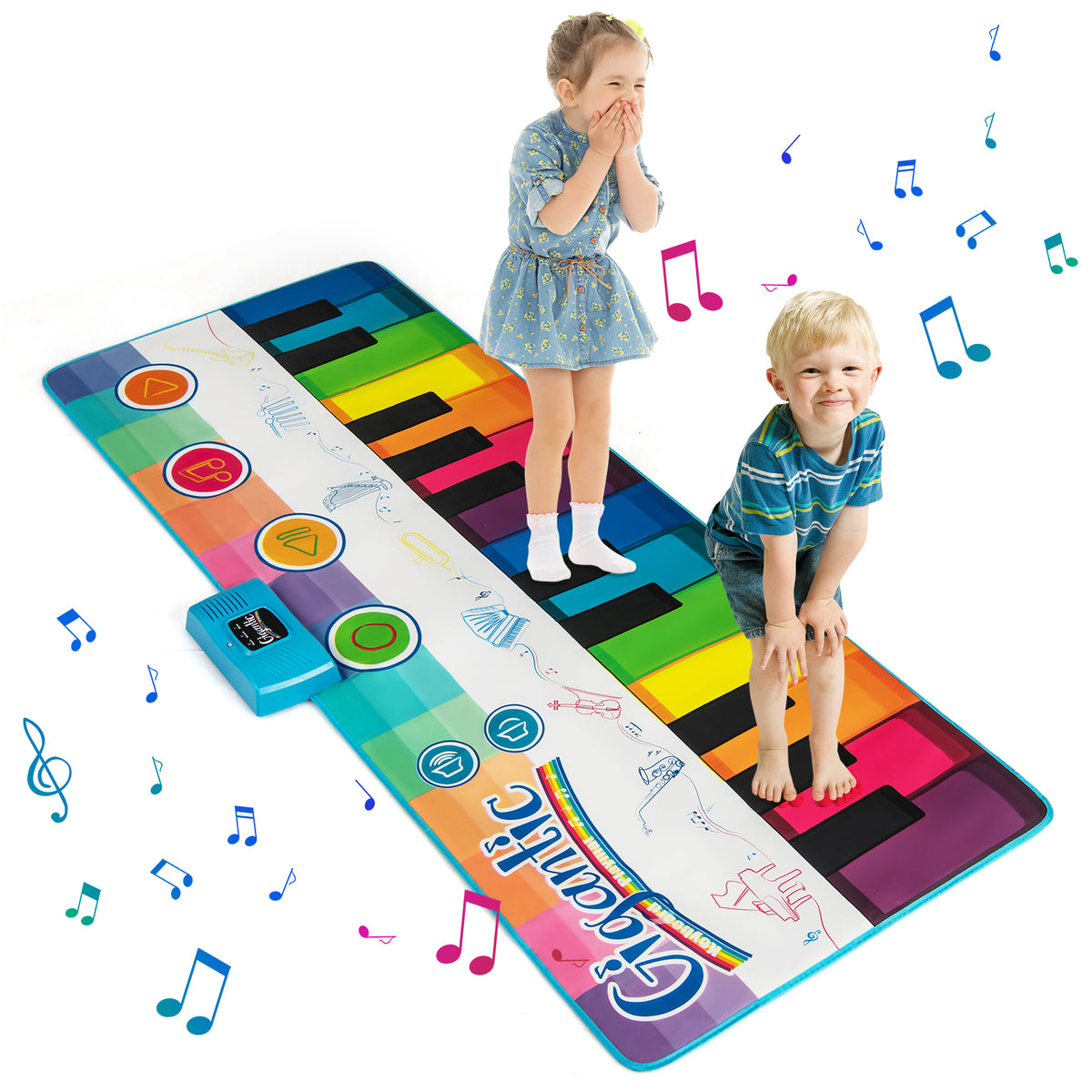 Floor Piano Dance Mat for Kids, Musical Playmat with 8 Instrument Soun ...
