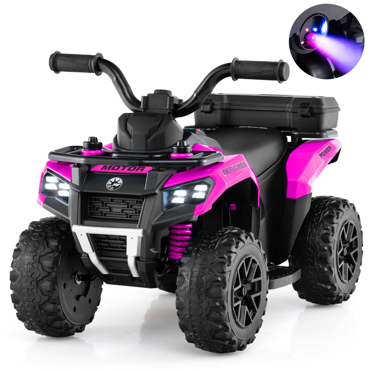 6V Kids Ride On ATV, Electric Toy Car w/Music & Spray Function, USB Po ...