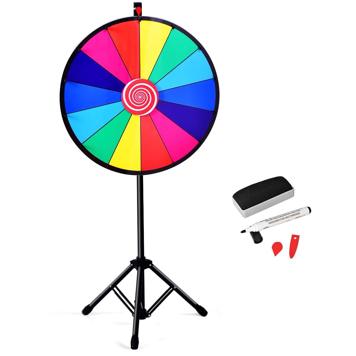 HONEY JOY 24” Spinning Prize Wheel, Portable Prize Wheel with Folding ...