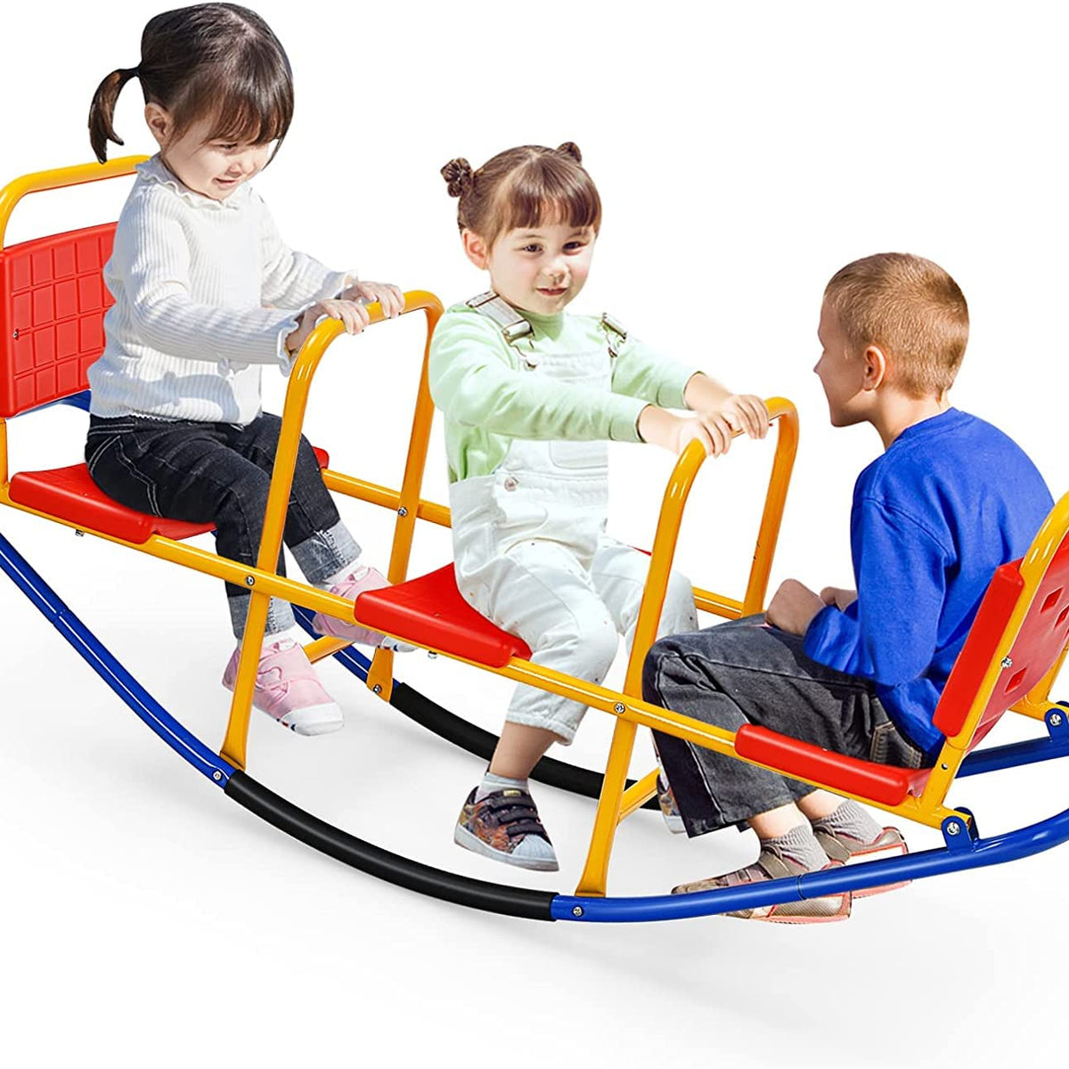 HONEY JOY Kids Seesaw Teeter Totter, Metal Rocking Seesaw Heavy Duty I ...