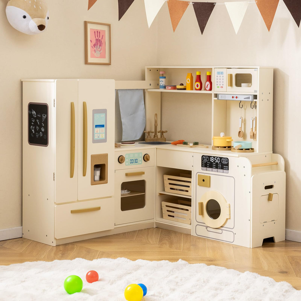 Corner Play Kitchen with Lights and Sounds Large Pretend Kitchen Plays ...