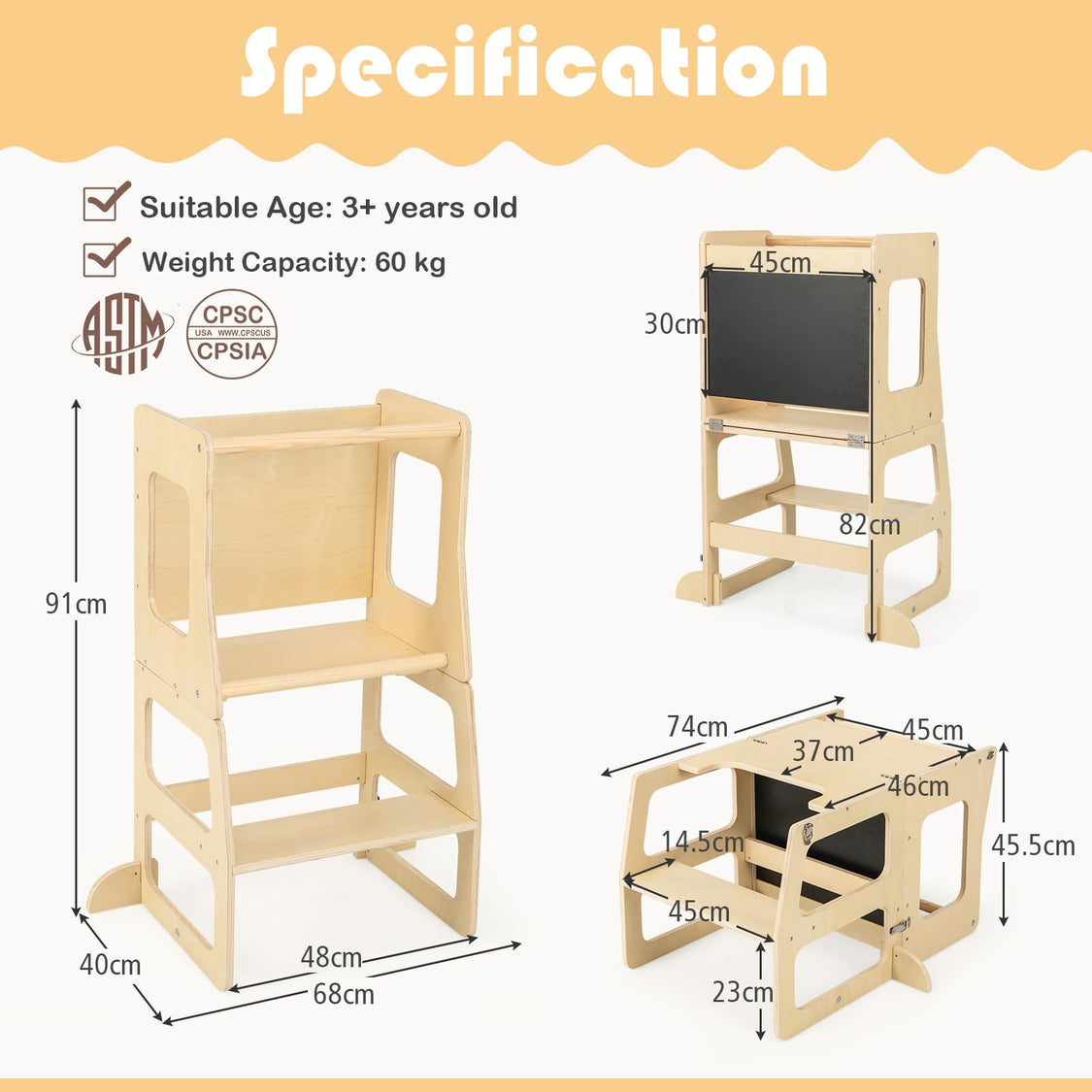 BABY JOY 3-in-1 Foldable Kitchen Standing Tower for Toddlers – Babyjoy