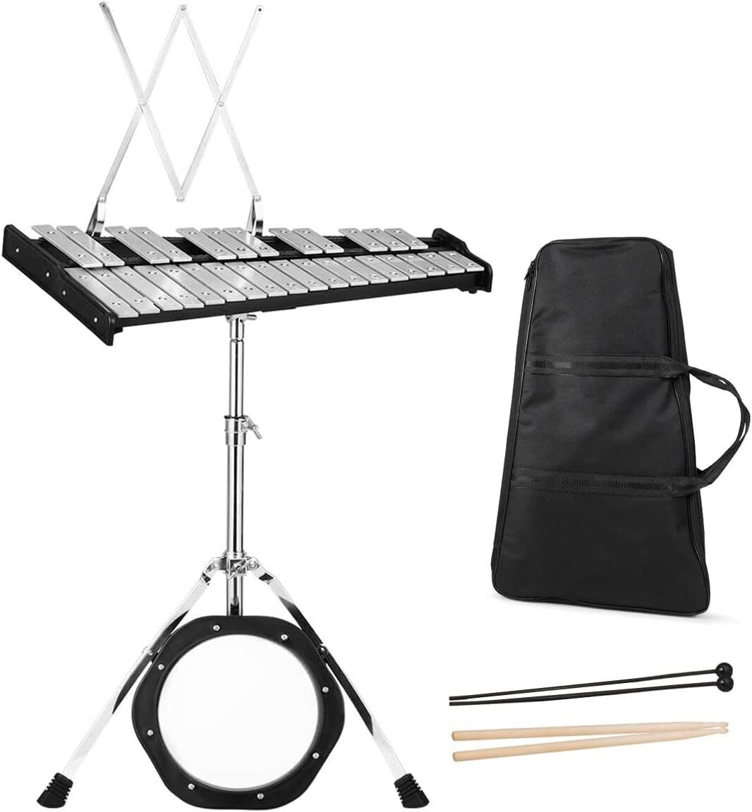 30 Notes Glockenspiel Xylophone Bell Kit with Practice Pad Percussion ...